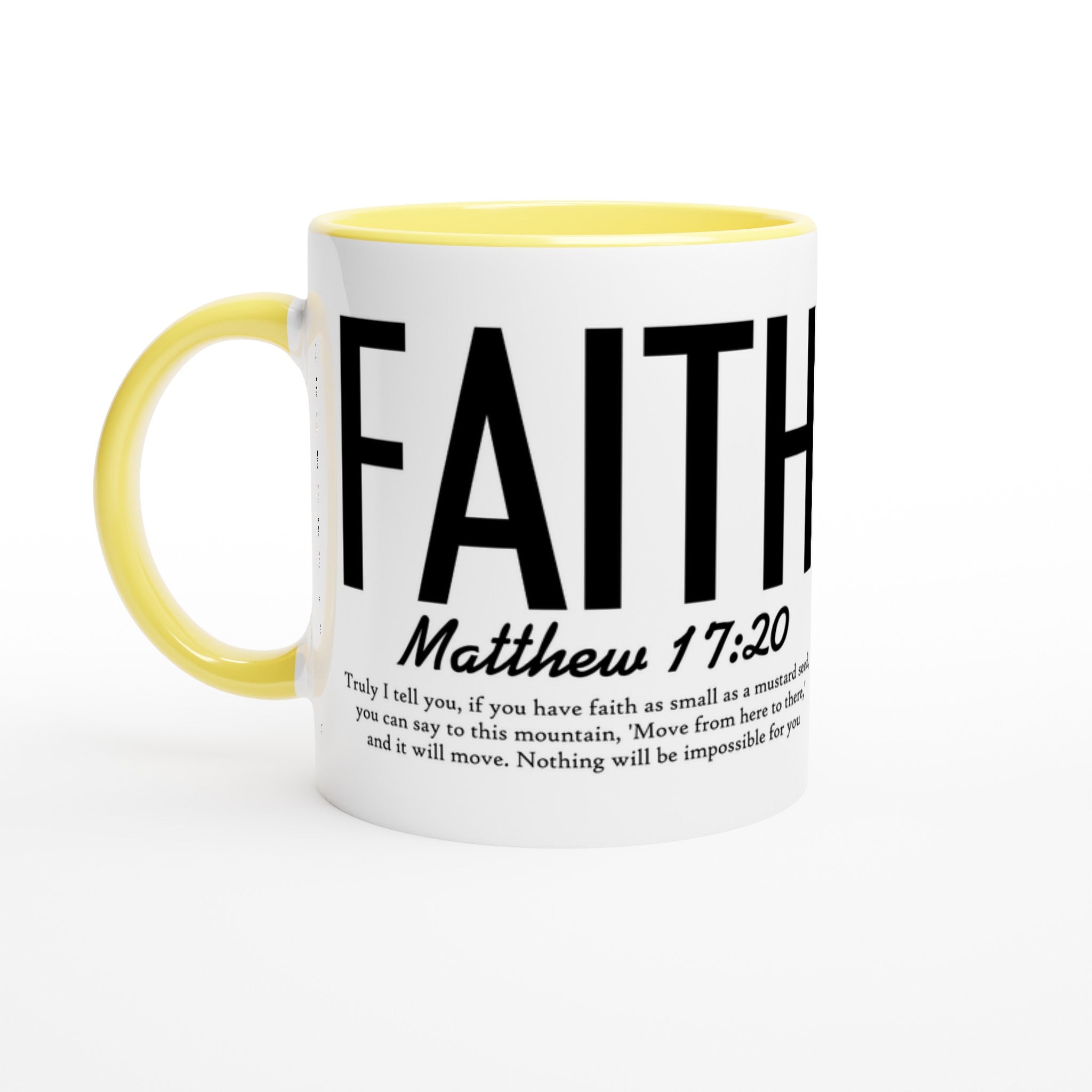 Faith Matthew 17:20 Inspirational Mug – Ceramic 11oz, Dishwasher & Mic ...